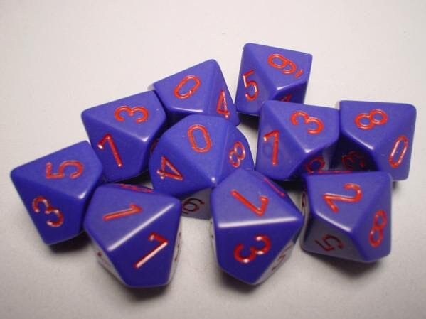 Opaque Purple/red Set of Ten d10's – Battlefield Bangkok